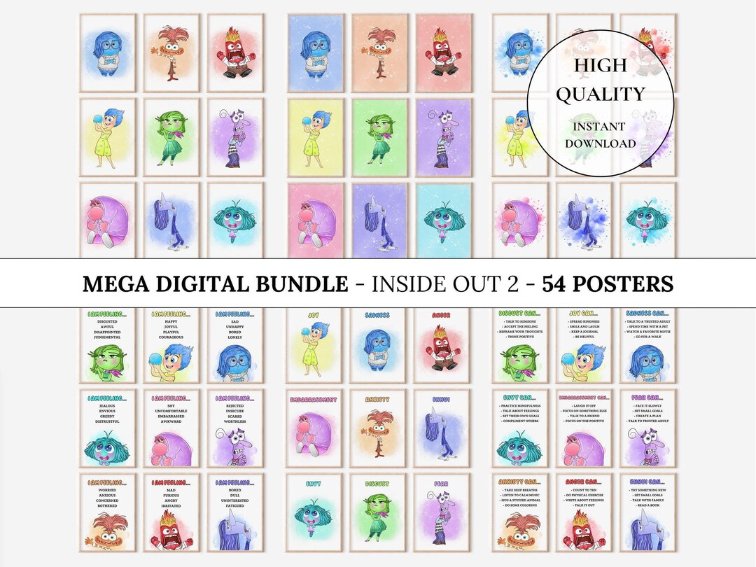 Mega Inside Out 2 Bundle, Nursery Room Printable Art Decor, Digital ...