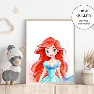 Princesses Faces Set of 6 Posters | Printable Wall Art Decor, Girl Room ...