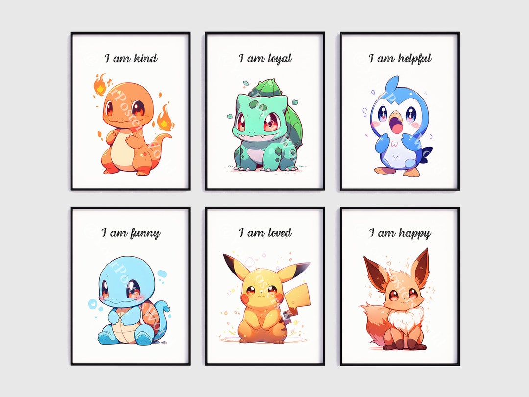 Cute Chibi Pokemons Posters Gen 1 Watercolor Pokemon Posters - Etsy
