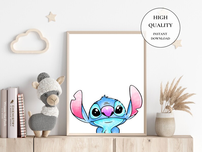 Carteles de caras de Lilo y Stitch Impresión de arte de acuarela Cartel ...