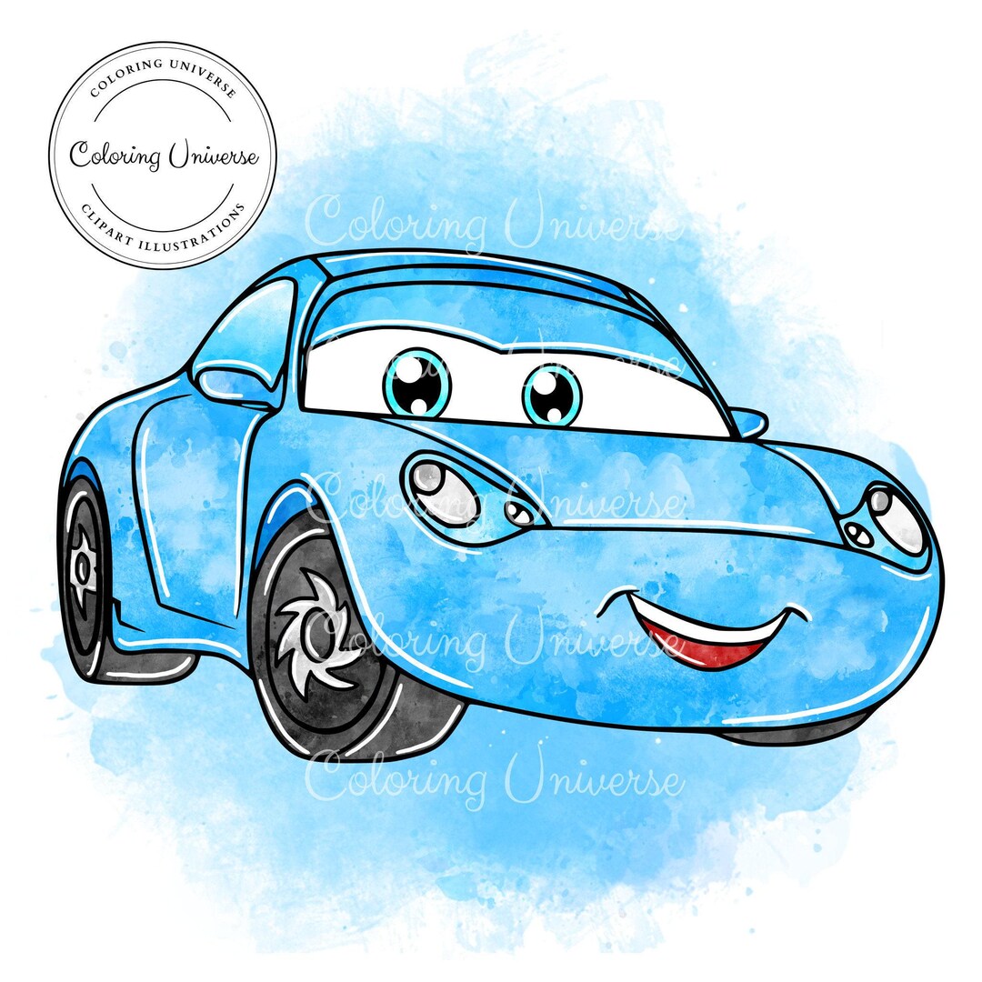 Cute Sally From Cars Watercolor Clipart - Cars Sublimation Bundle, Cars ...
