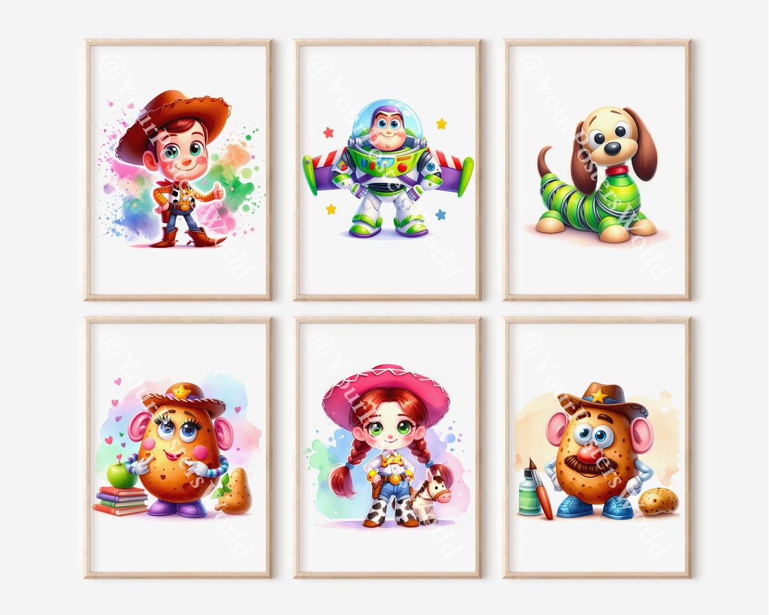Set of 6 Nursery Prints - Cute Toys Poster Art - Nursery Room Decor ...
