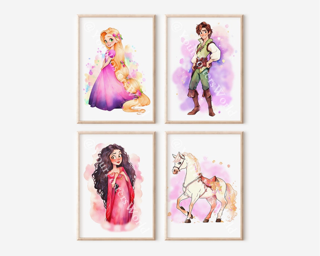 Set of 4 Princess Rapunzel Digital Posters - Cute Printable Posters ...