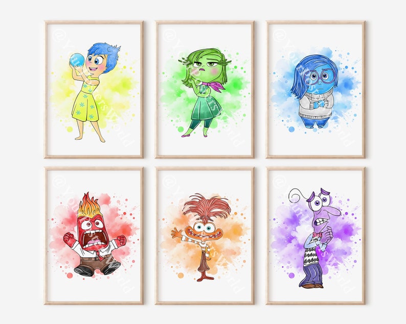Inside Out Characters Gallery Wall Nursery Room Printable Art Decor ...
