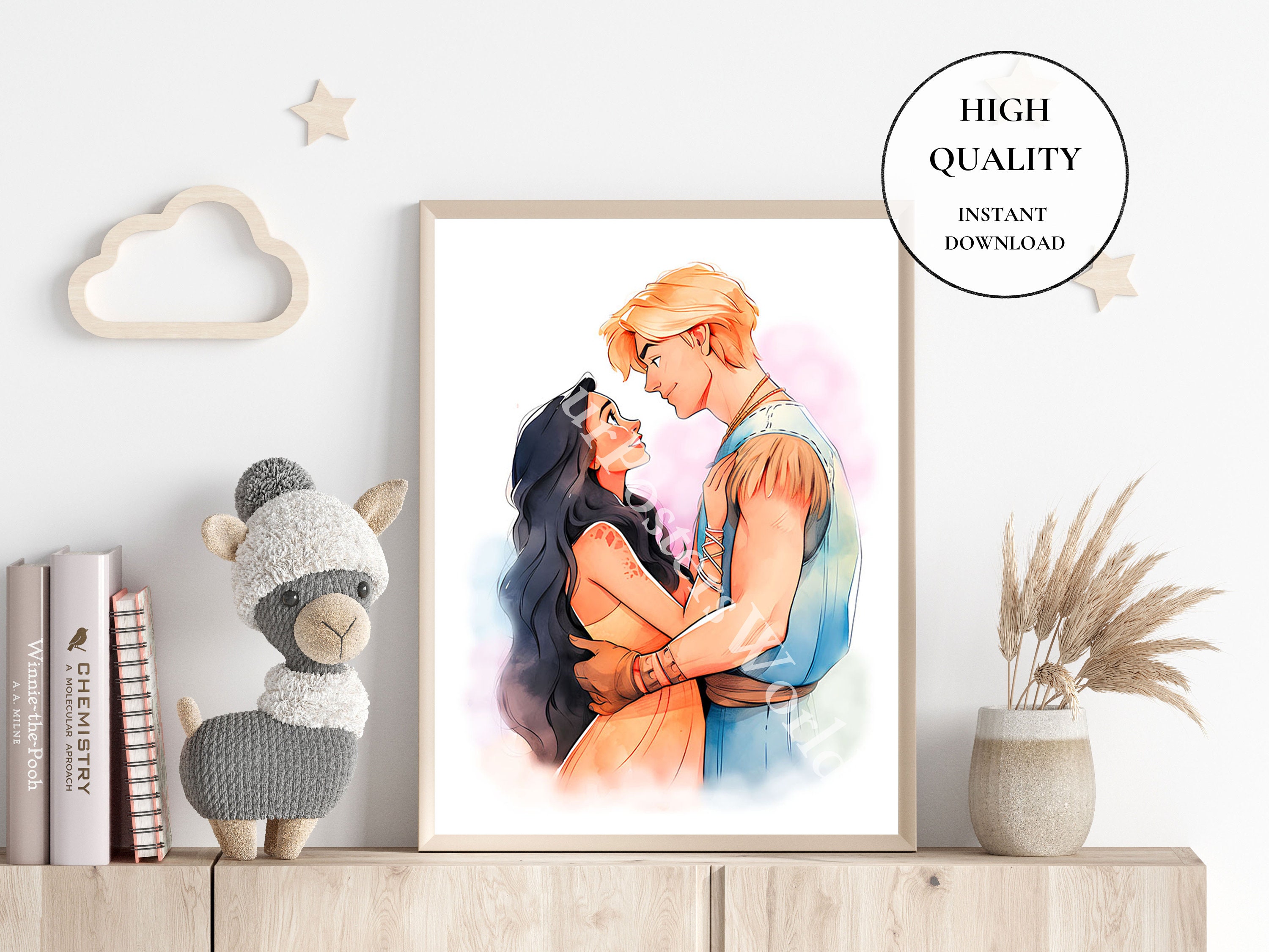 Set of 3 Pocahontas Digital Posters Cute Printable Posters Nursery Wall ...