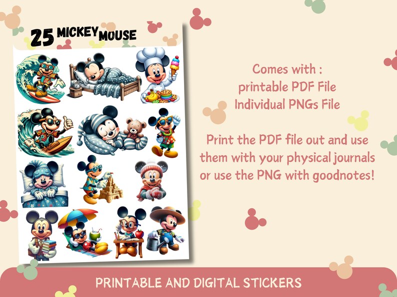 Mickey Mouse and Friends Printable Stickers PNG, 181 Mickey Mouse ...
