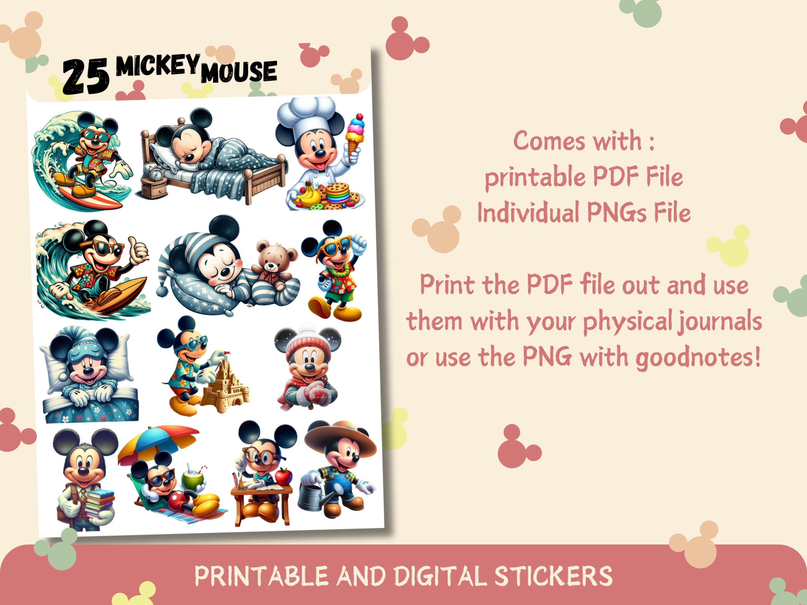 Mickey Mouse and Friends Printable Stickers PNG, 181 Mickey Mouse ...
