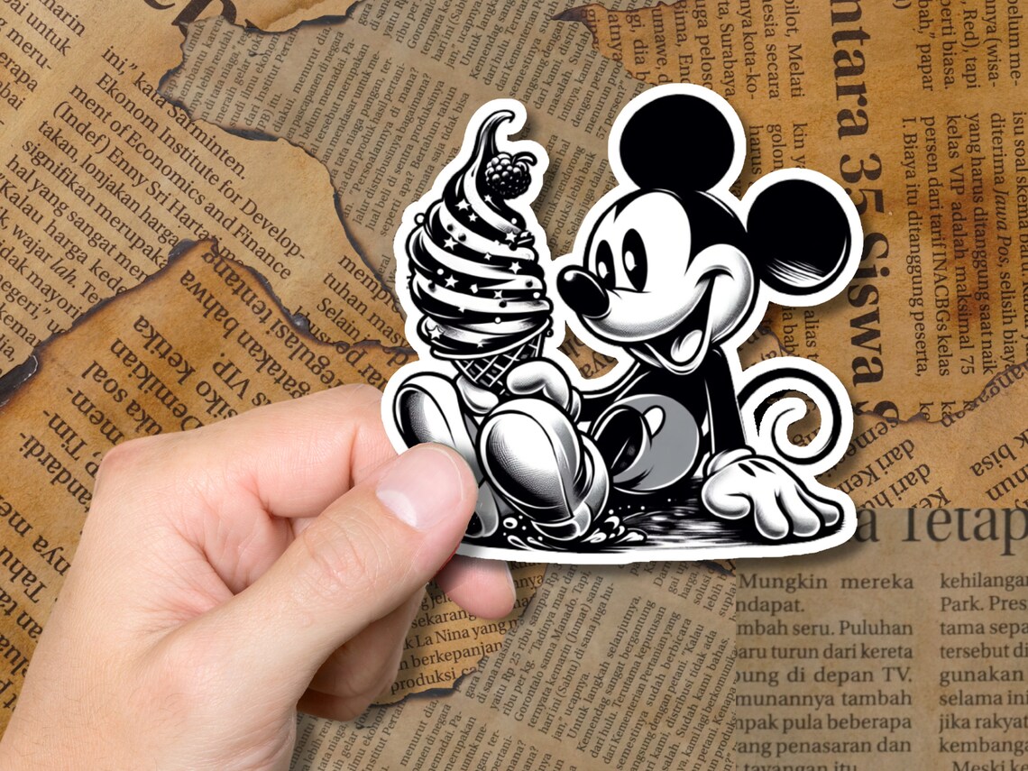 Mickey Mouse White and Black Printable Stickers Png, 200 Mickey Mouse ...