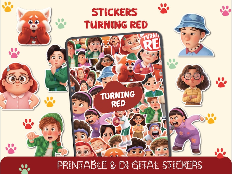 Turning Red Printable Stickers PNG, 60 Turning Red Cartoon Sticker PNG ...