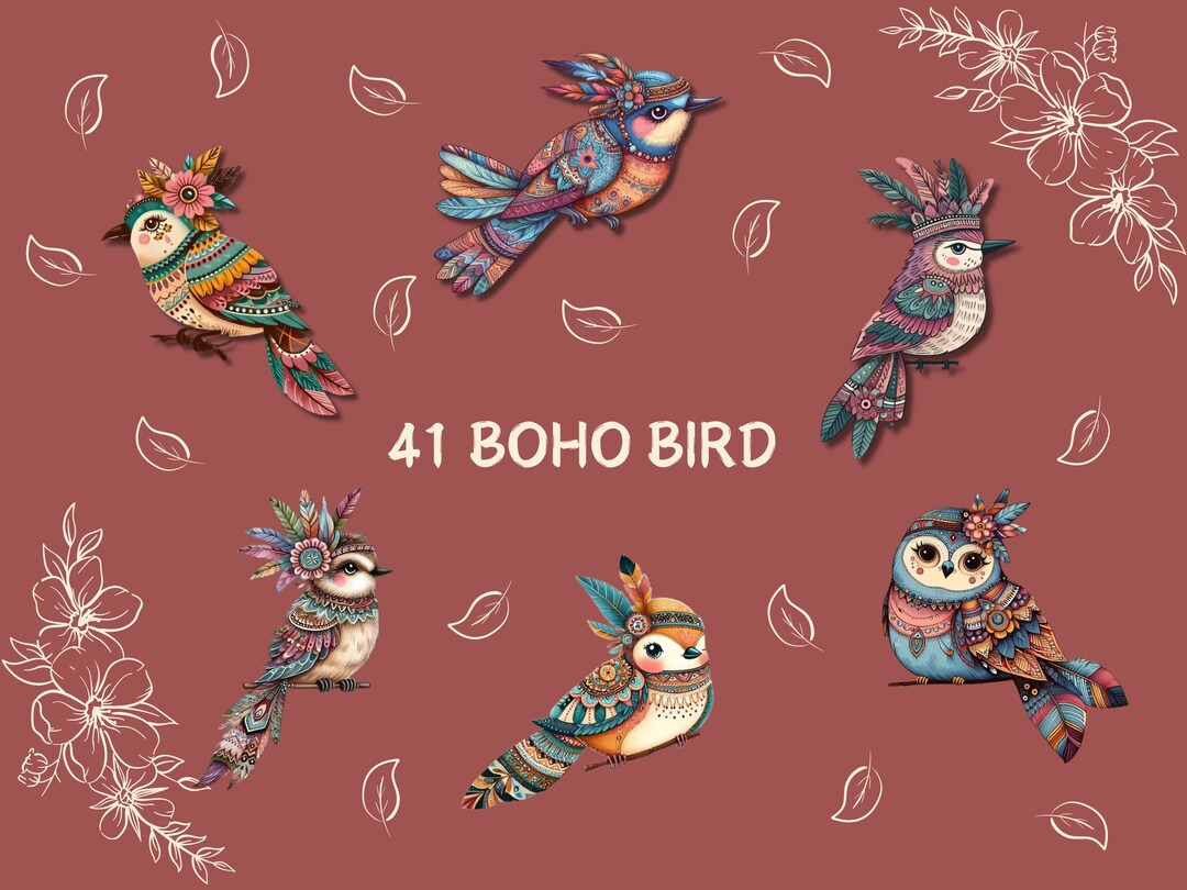 Boho Birds Png, Birds Png, Tribal Birds Png, Spring Clipart, Commercial ...