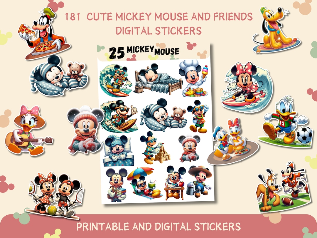 Mickey Mouse and Friends Printable Stickers PNG, 181 Mickey Mouse ...