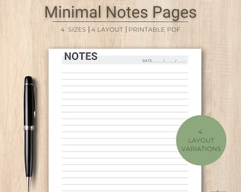 Printable Notes Page With Leaves, Lined Notes Template, Note Taking ...
