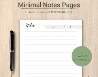 Printable Notes Page With Leaves, Lined Notes Template, Note Taking ...