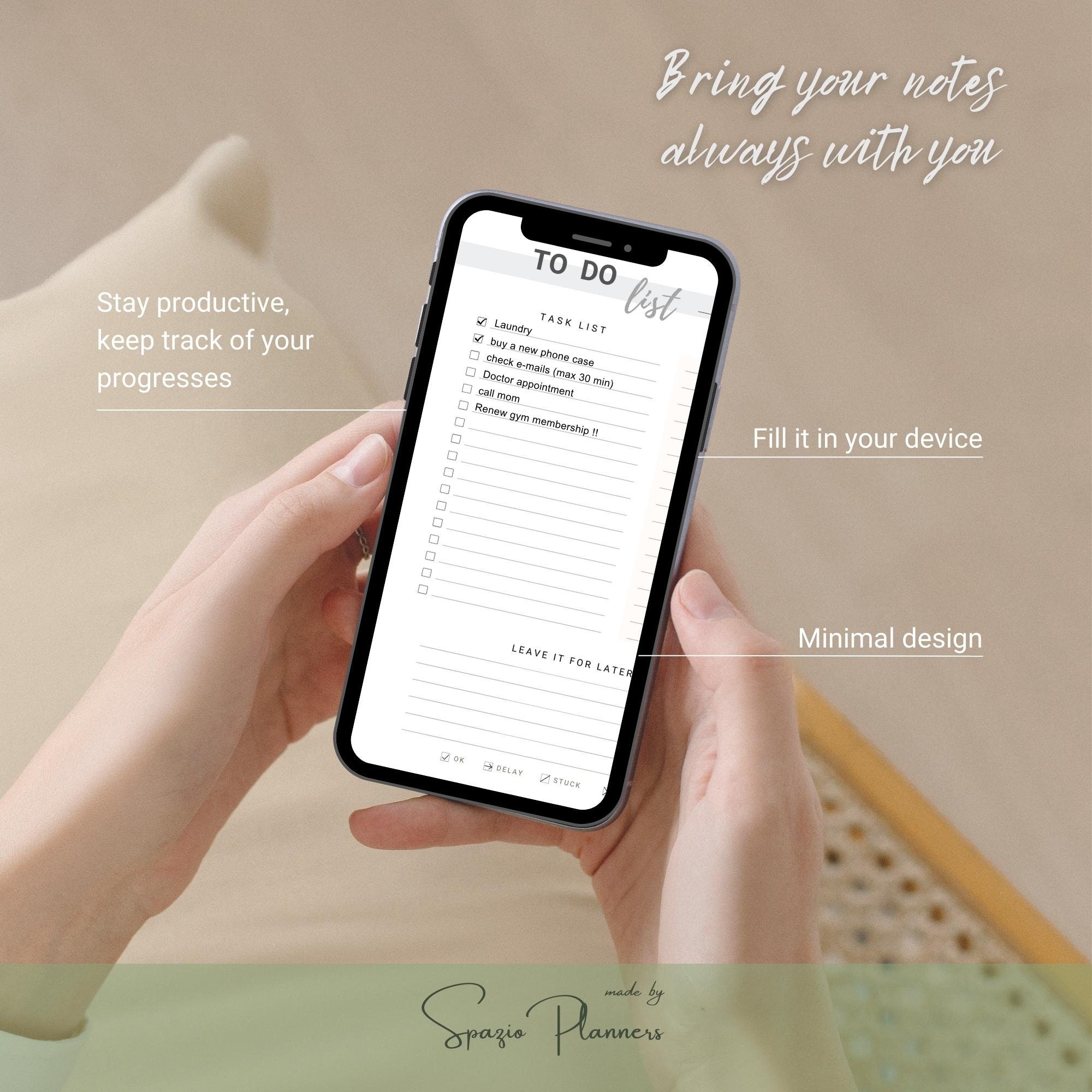 Clear TO-DO List Printable Digital to Do List & Fillable PDF Planner ...