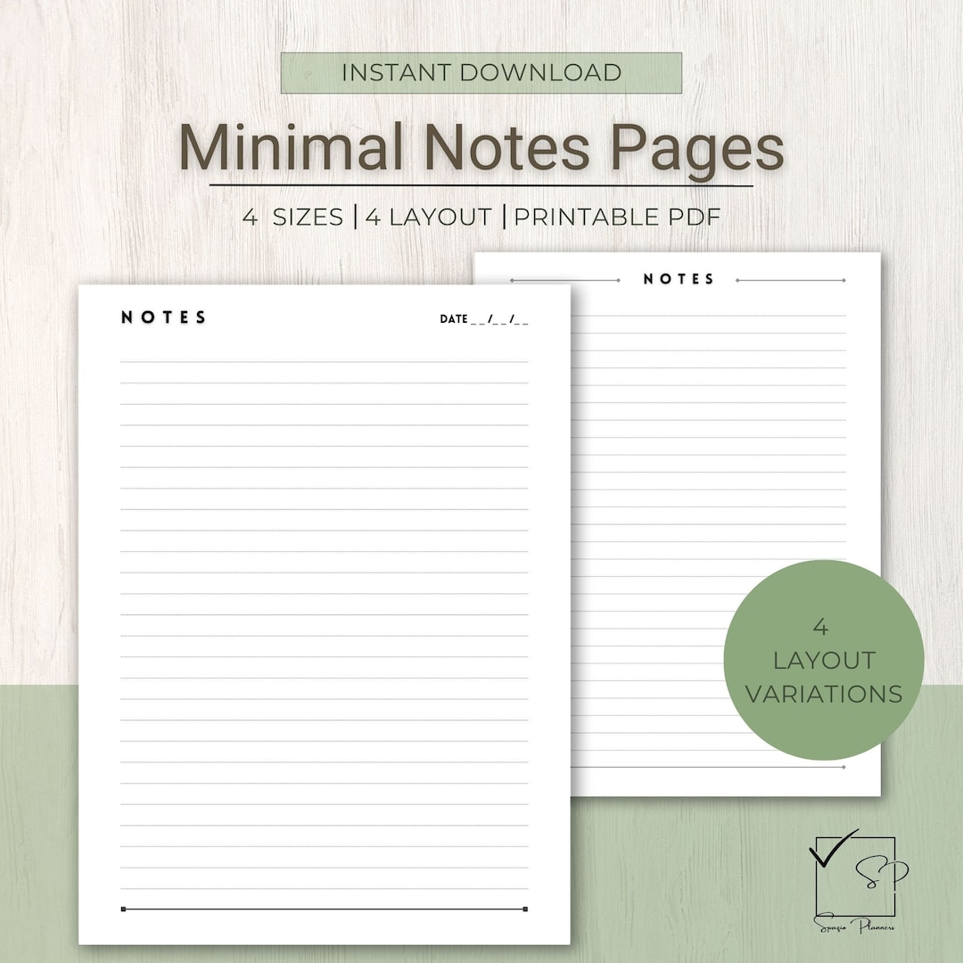 Notes Page Printable, Lined Notes Template, Note Taking Pages, Dated ...