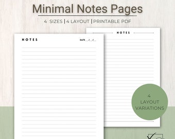 Printable Notes Page With Leaves, Lined Notes Template, Note Taking ...