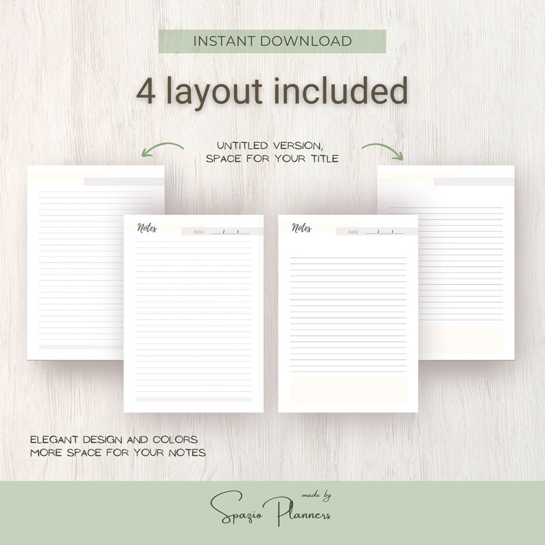 Printable Notes Page, Lined Notes Template, Note Taking Pages, Dated ...