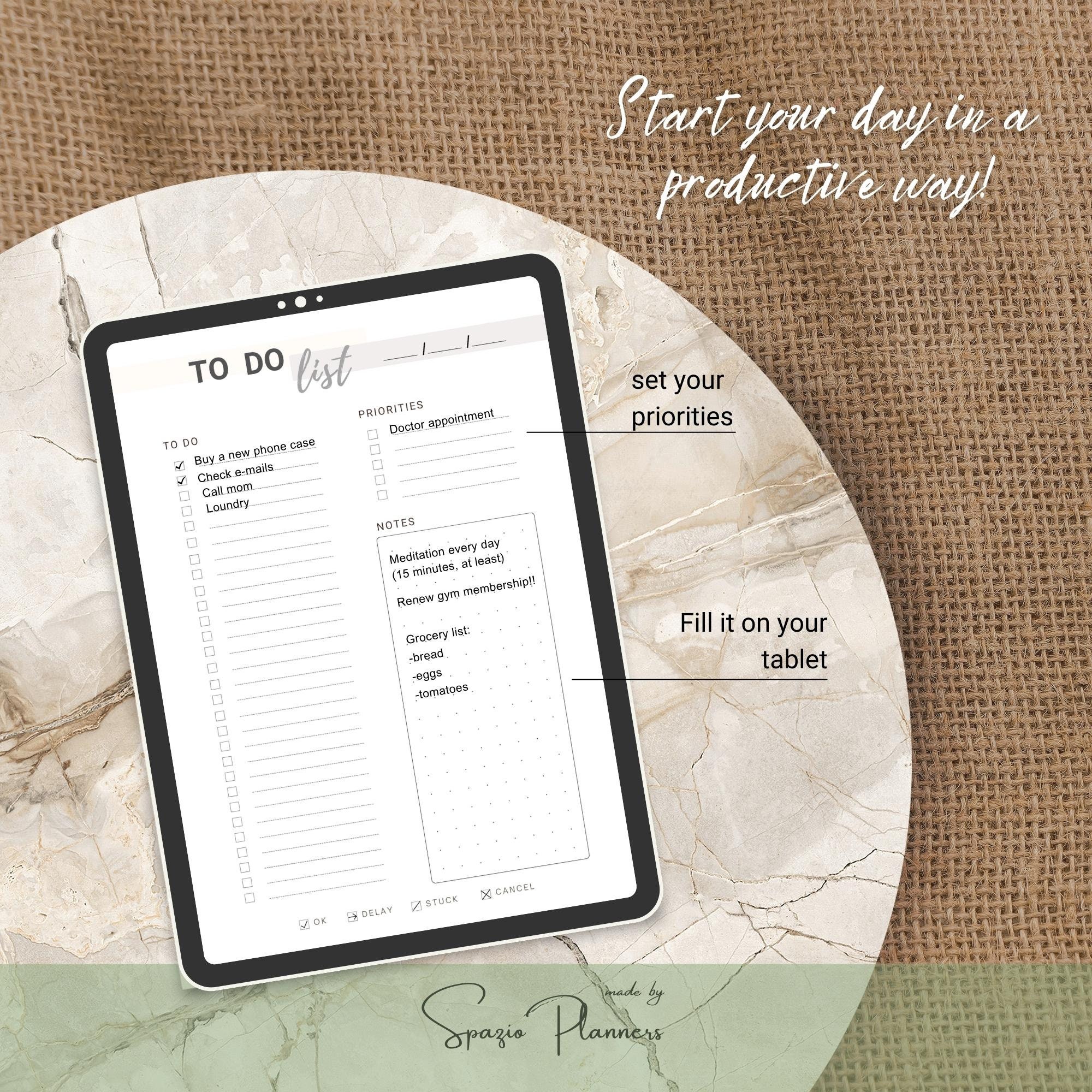 Printable Todo List Digital To-do List & Fillable PDF Planner - Etsy