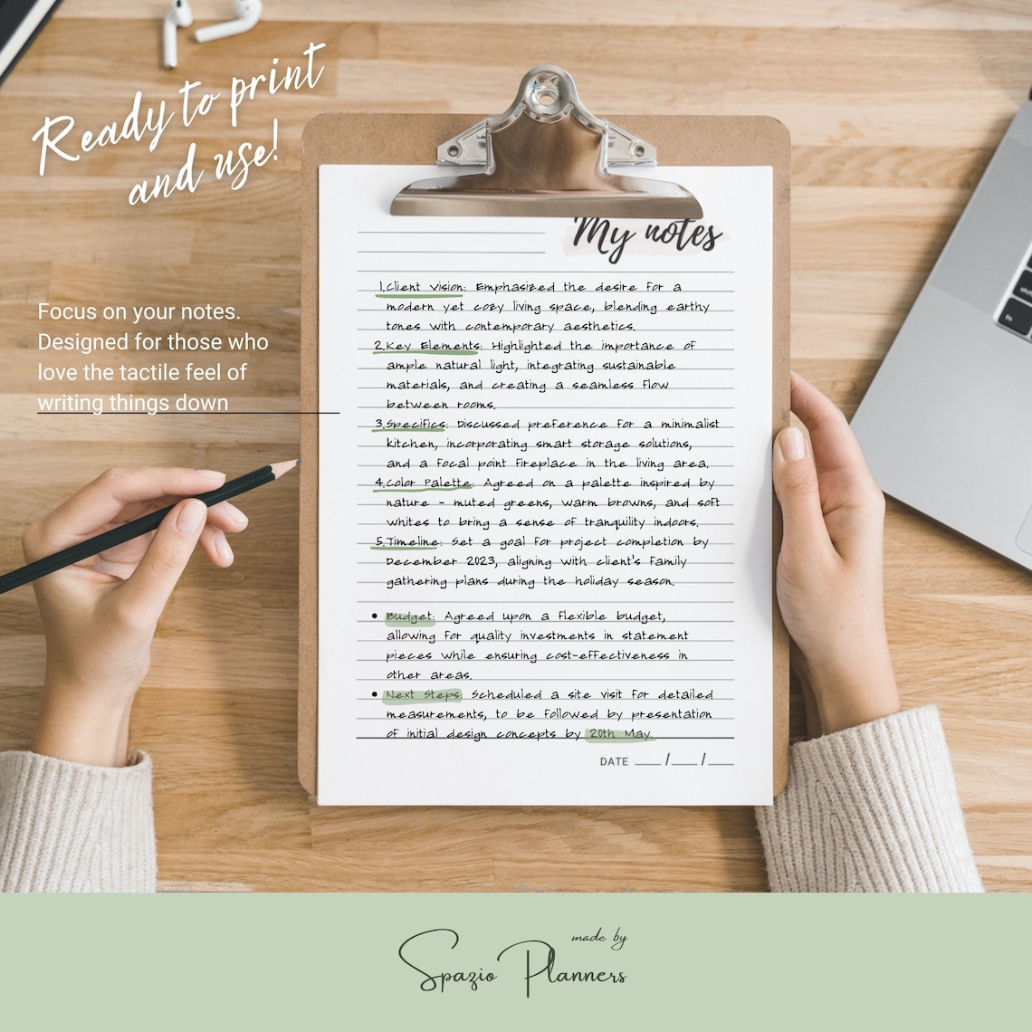 Printable Notes Page With Leaves, Lined Notes Template, Note Taking ...