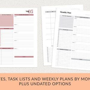 Yearly Printable Planner Bundle, Monthly, Weekly, Daily Pages, Colorful ...