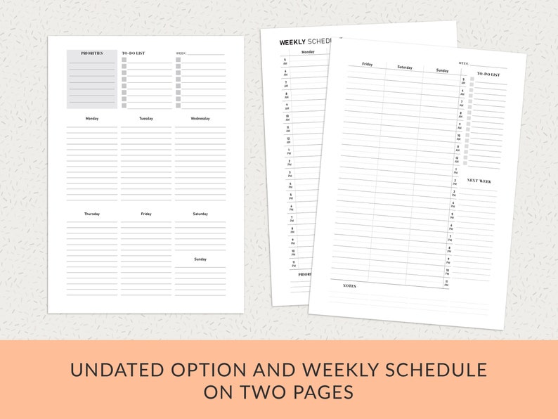 Yearly Printable Planner Bundle, Monthly, Weekly, Daily Pages, Colorful ...