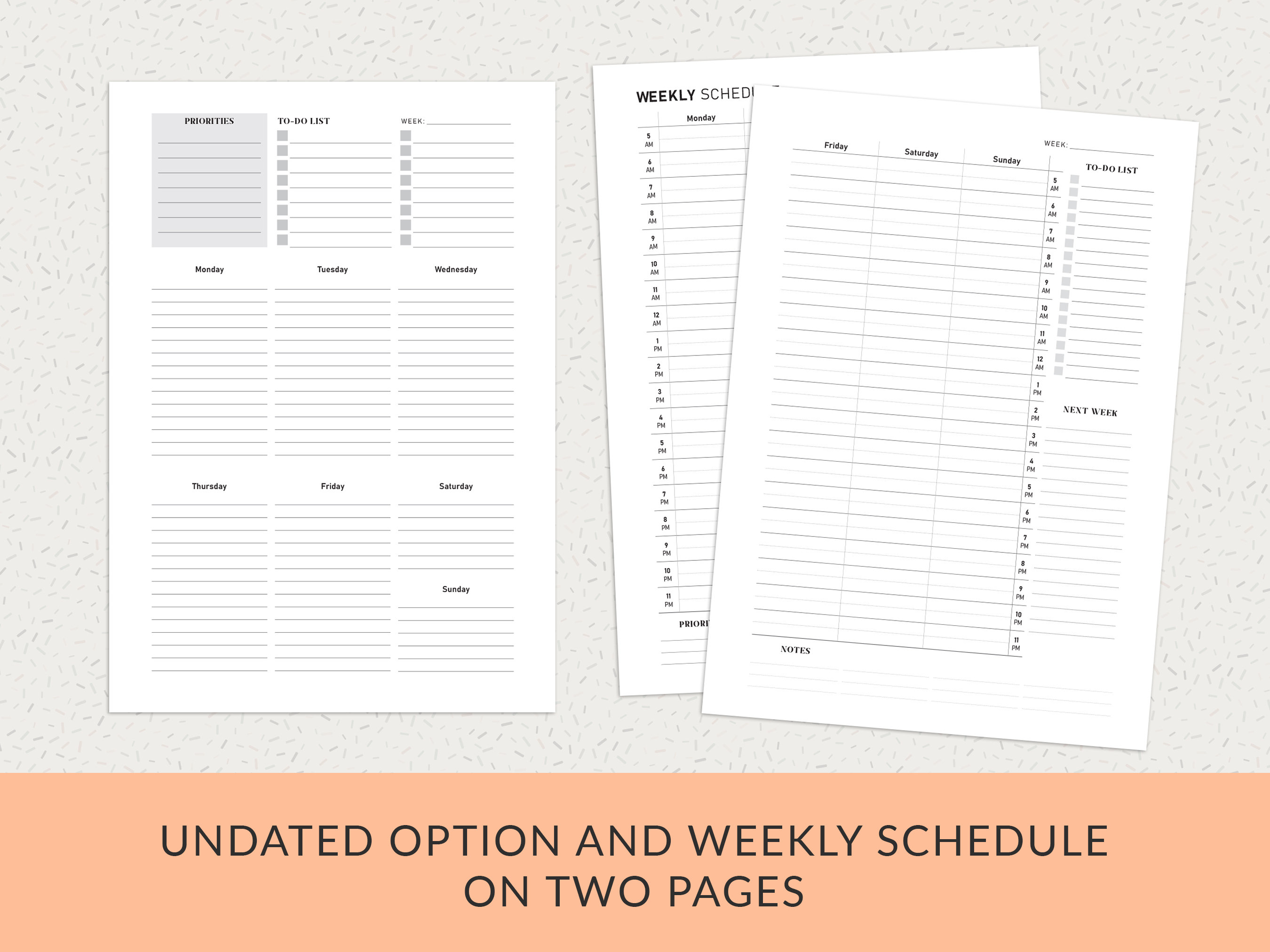 Yearly Printable Planner Bundle, Monthly, Weekly, Daily Pages, Colorful ...