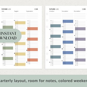 Quarterly Planner 2025 – Colorful Printable Year at a Glance, Future ...