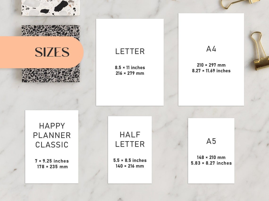 Yearly Printable Planner Bundle, Monthly, Weekly, Daily Pages, Colorful ...