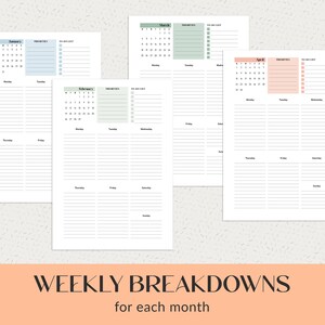 Yearly Printable Planner Bundle, Monthly, Weekly, Daily Pages, Colorful ...