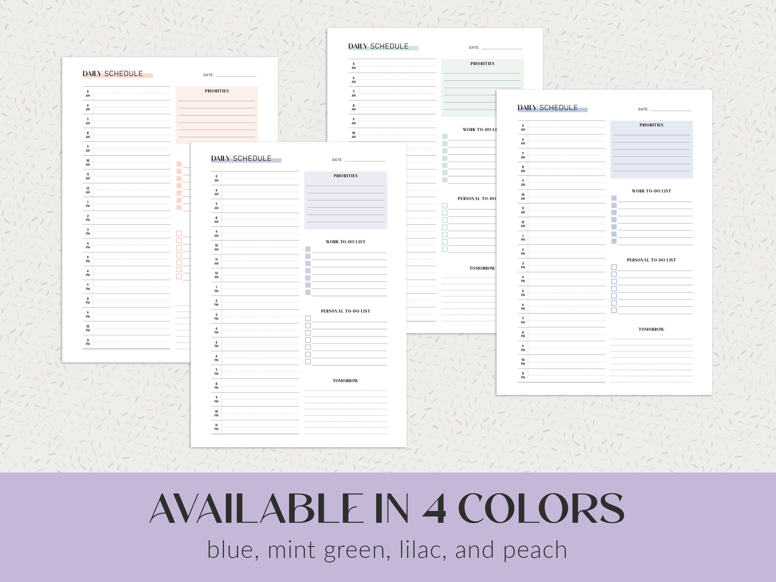Daily Planner Printable Inserts, Colorful Schedule, To-do List, Task ...