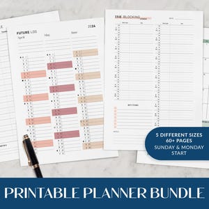 Yearly Printable Planner Bundle, Monthly, Weekly, Daily Pages, Task ...