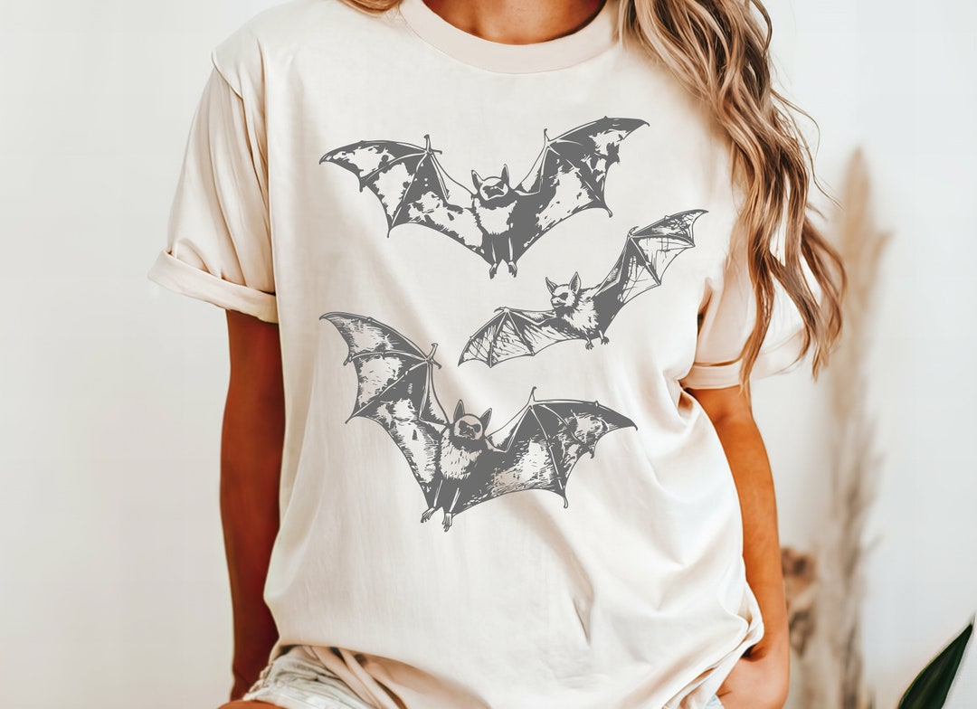 Vintage Bats T-shirt Hand Drawn Bat Illustration Graphic Tee Gothic ...