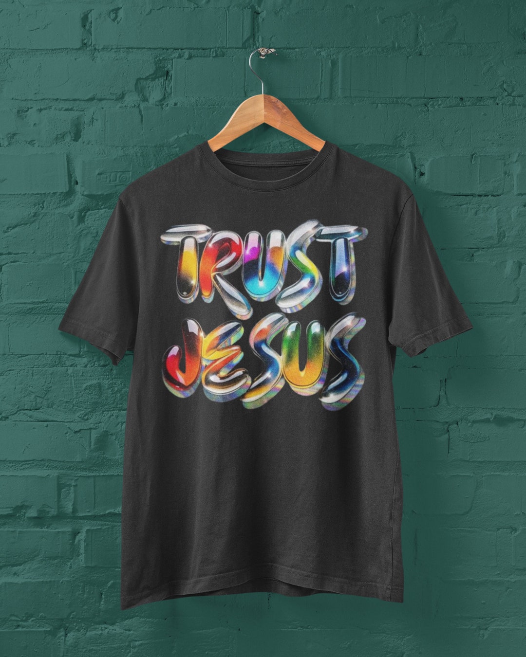 Retro 'trust Jesus' Graphic Tee Vintage 80s/90s Style Shirt Bold ...