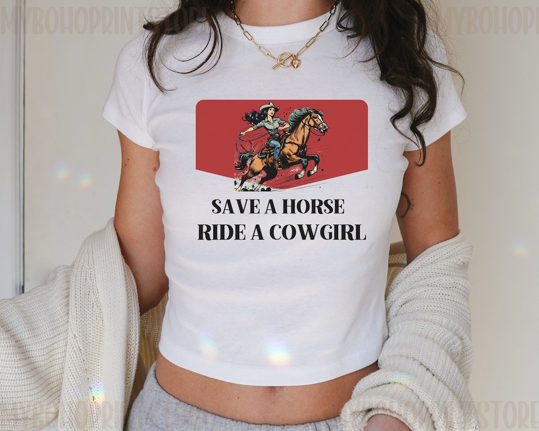 Save A Horse Ride A Cowgirl Baby Tee Shirt Sapphic WLW Subtle Bi ...