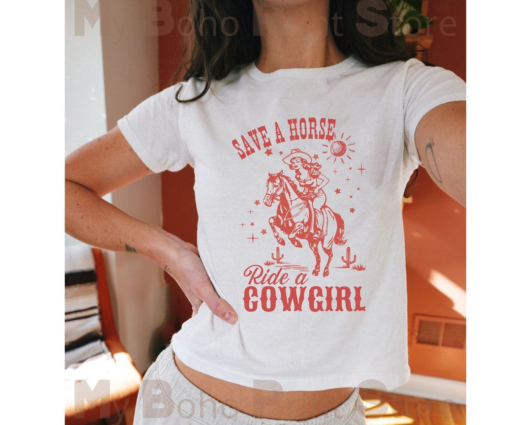Save A Horse Ride A Cowgirl Sapphic Bi Baby Tee Shirt, Lesbian WLW ...