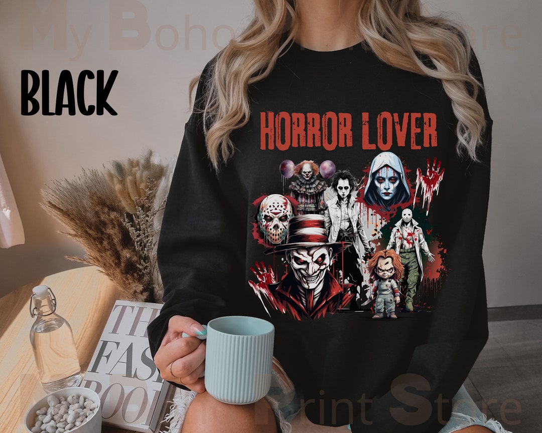 Horror Movie Lover Bootleg Scrapbook Vintage Halloween Movie Sweatshirt ...