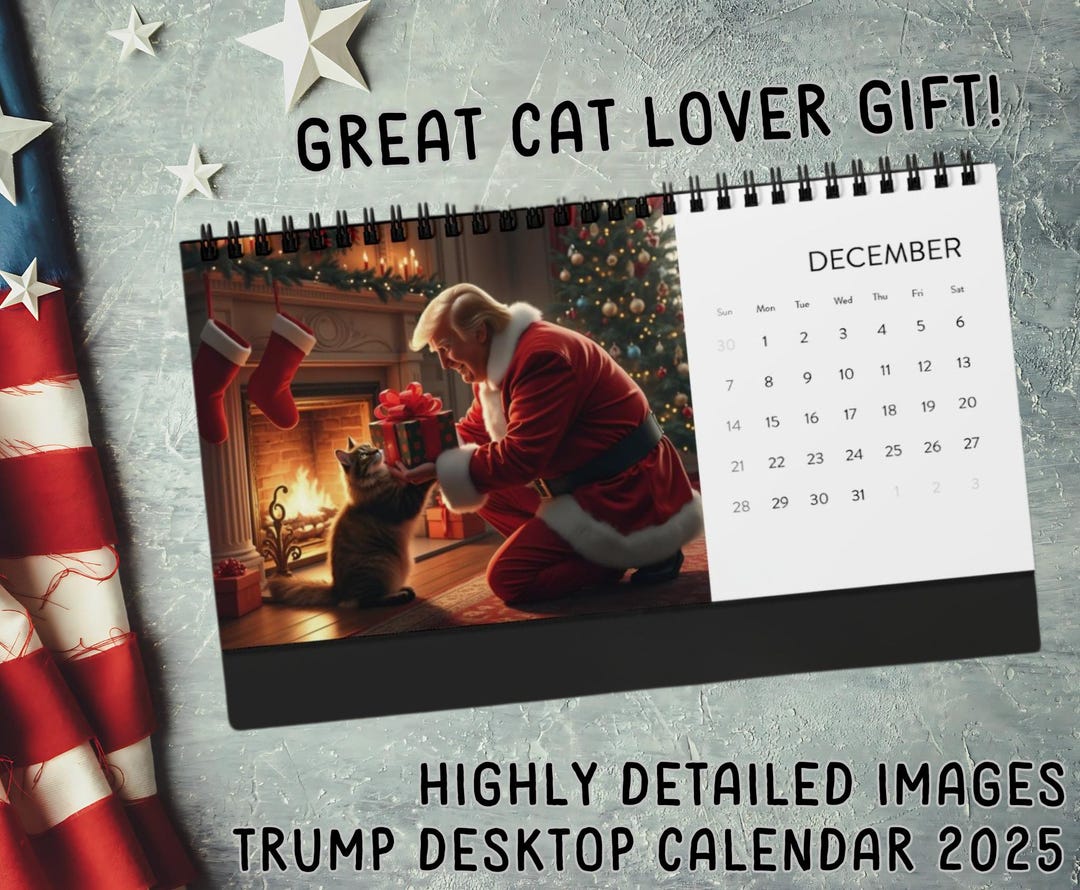 Trump Cat Desktop Calendar 2025, Maincoone Cat Lover Highly Detailed ...