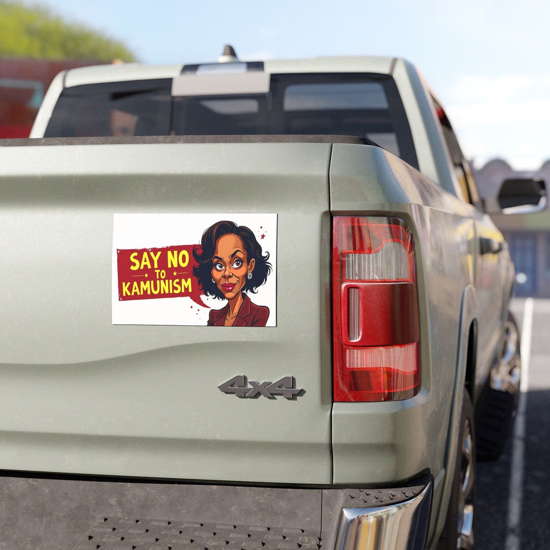 Say No to Kamunism White Car Magnet, Pro Trump Anti Socialist Anti ...
