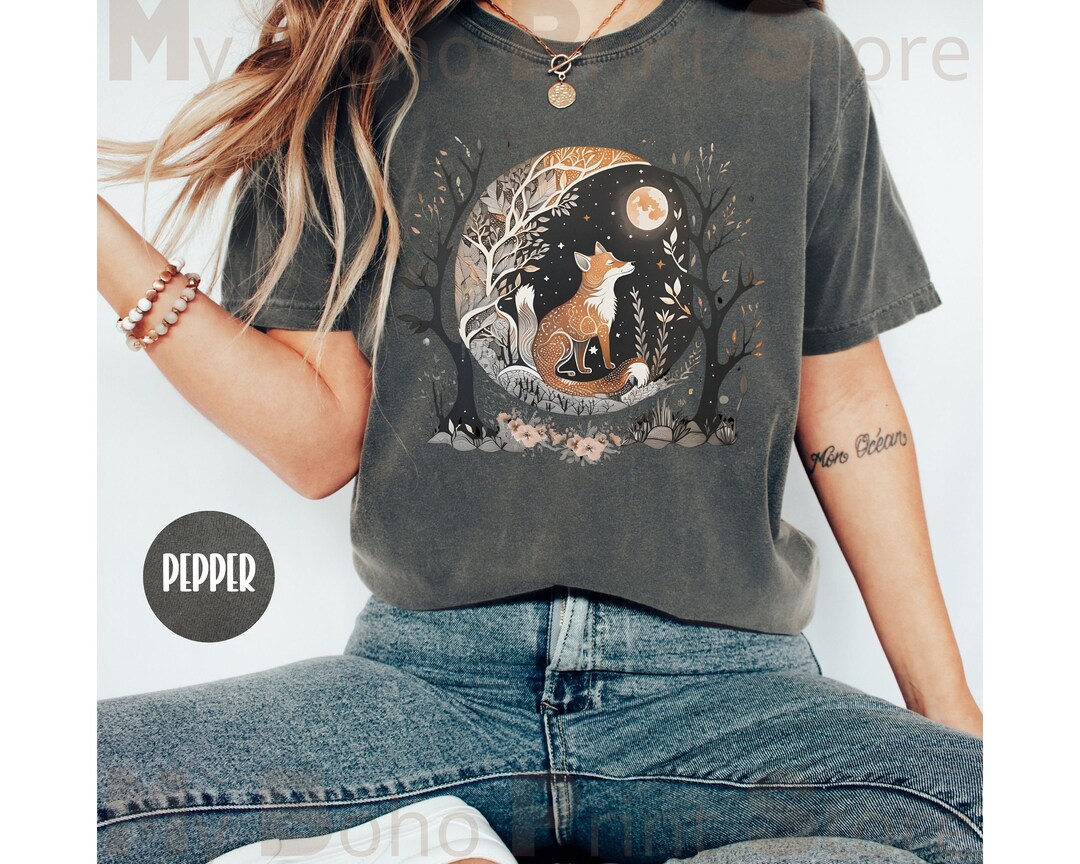 Whimsical Folklore Vintage Forestcore Fox Tshirt, Cottagecore Comfort ...