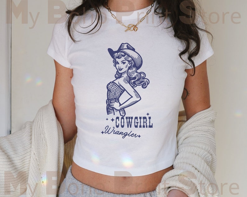 Cowgirl Wrangler Baby Tee Shirt, Subtle Sapphic Bi Lesbian WLW Women's ...