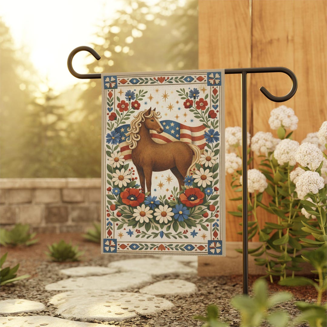 Scandi Folk Art Boho 4th of July Garden Flag No Words HOA Safe Yard ...