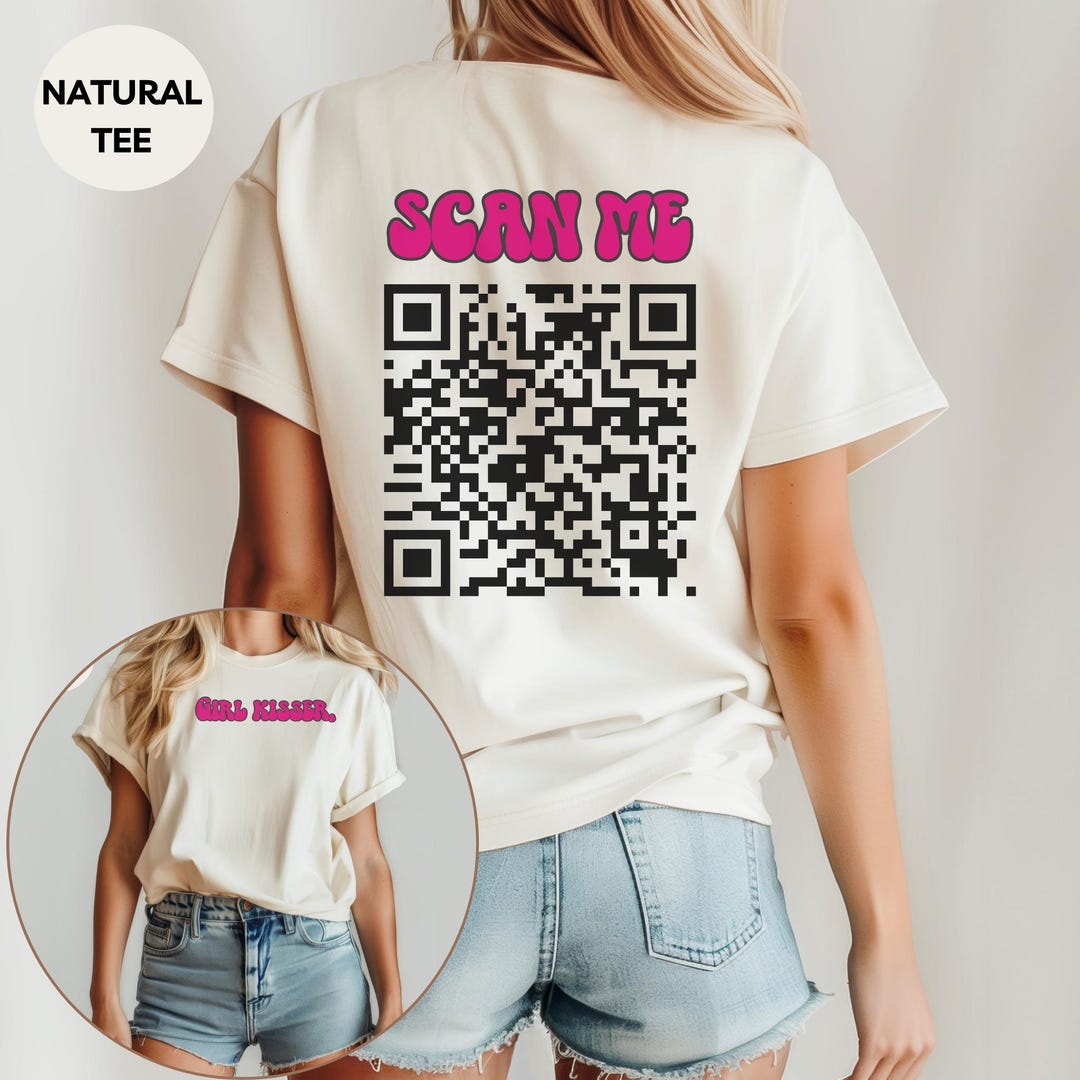 Lesbian QR Code Tshirt, Kiss Girls Bi Tee Shirt, Girl Kisser, Lesbian Pride WLW Shirt Funny ...