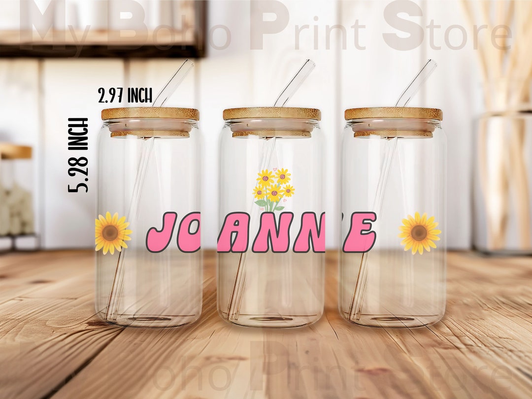 Personalized Name With Sun Flowers Sipper Iced Coffee Cup, Floral ...