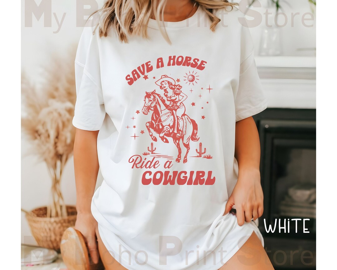 Save A Horse Ride A Cowgirl Tee Shirt, Subtle Bi Sapphic Live Laugh ...