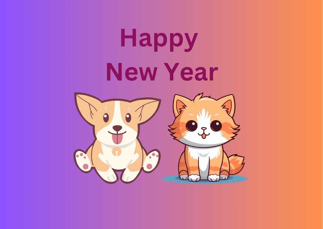 New Year Greeting, DIGITAL Card, Printable, New Year Card, Greeting ...