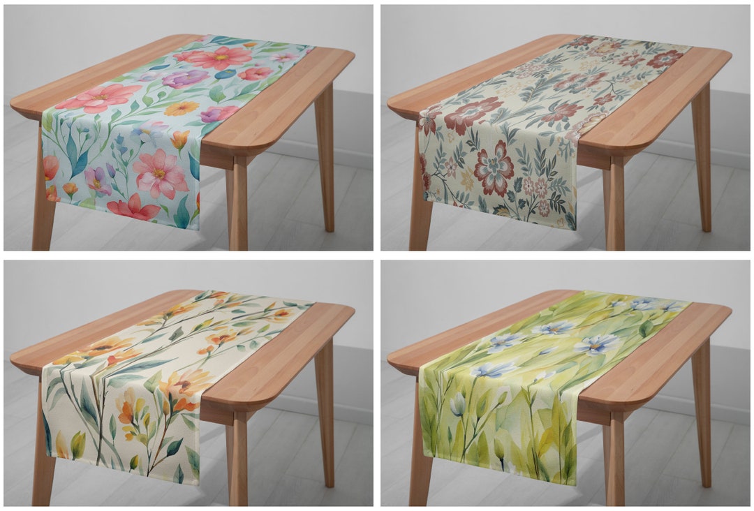 Blossom Floral Table Runner, Spring Flower Table Top, Summer Botanical ...