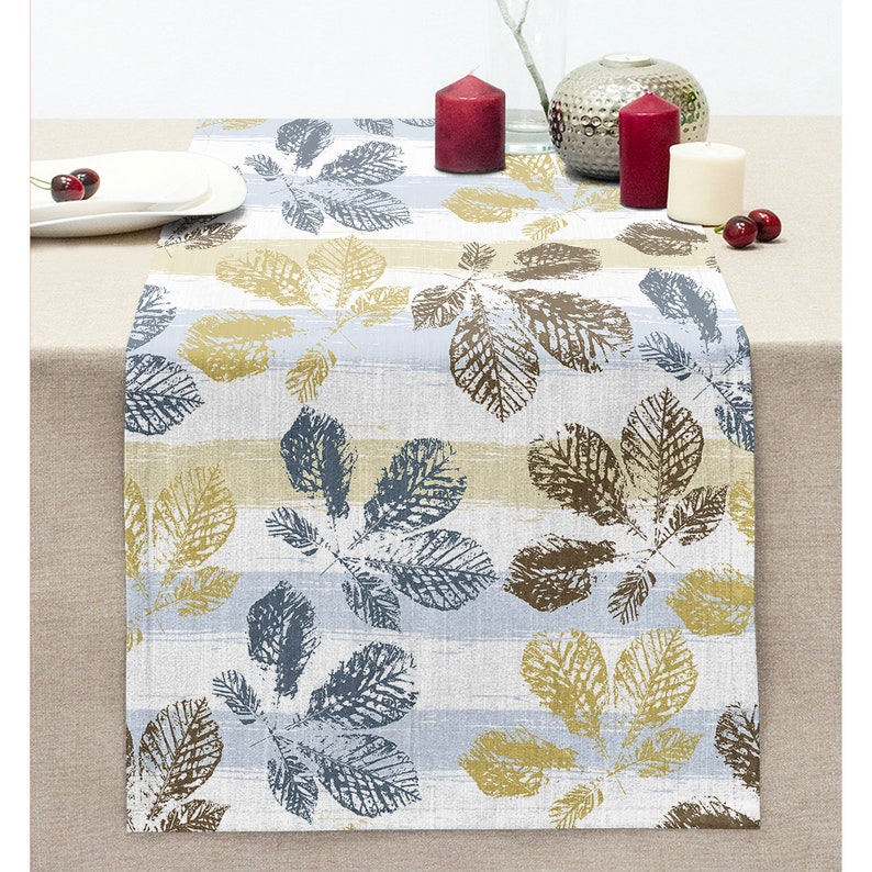Floral Table Runner, Autumn Leaves Table Top, Exotic Flower Tablecloth ...