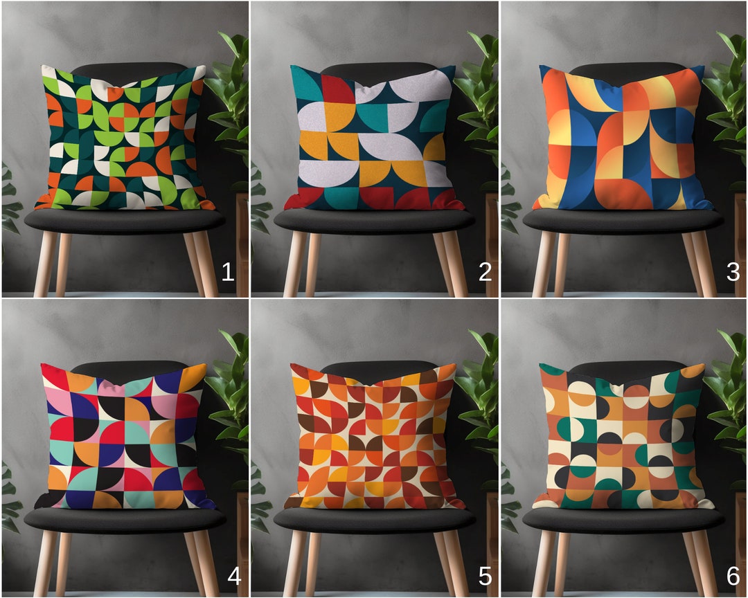 Mid Century Modern Pillow Cover, Boho Abstract Cushion Case, Retro ...
