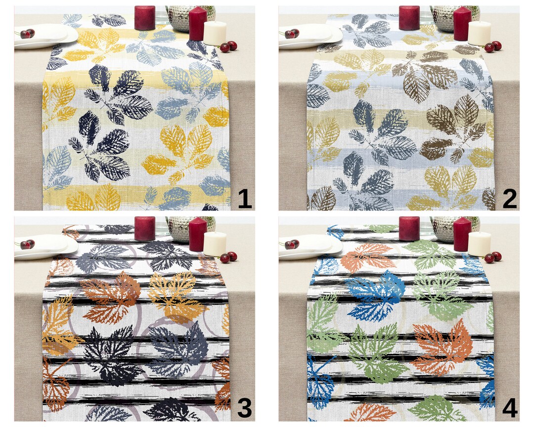 Floral Table Runner, Autumn Leaves Table Top, Exotic Flower Tablecloth ...