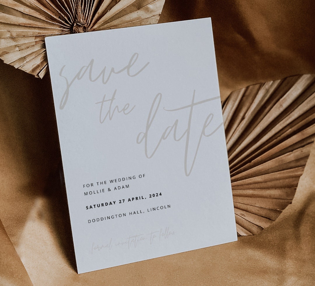 Modern Save the Date Template | Script Save the Date Card | Editable Save the Date | Save Our ...